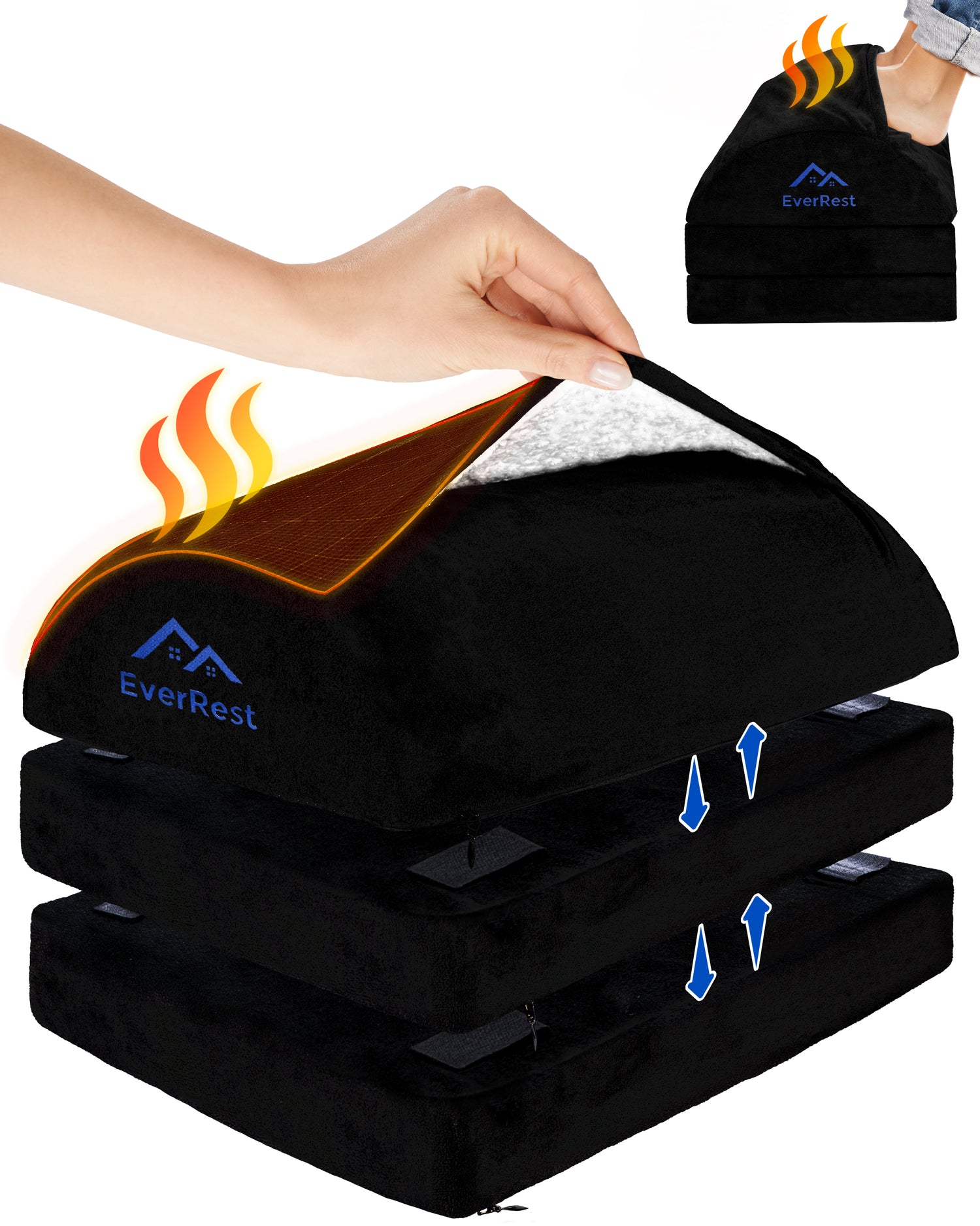 EverRest Foot Rest for Under Desk with Warm Feet Pocket - 3 Levels Adj