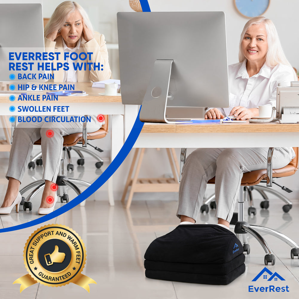 EverRest Foot Rest for Under Desk with Warm Feet Pocket - 3 Levels Adj